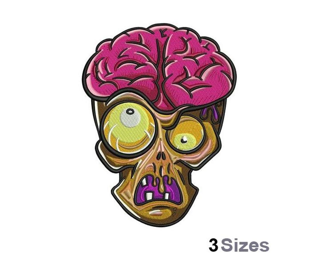 Zombie Brain - Machine Embroidery Design - 3 Sizes, Zombie Head ...