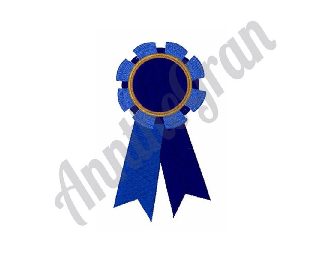 Blue Rosette Award Ribbon Embroidery Design. Machine Embroidery Design ...