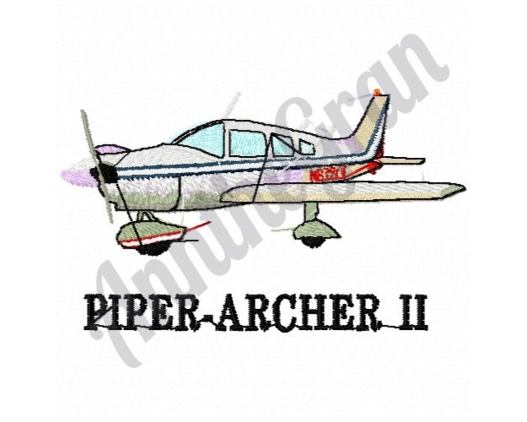 Piper Archer II - Machine Embroidery Design. Civil Utility Aircraft ...