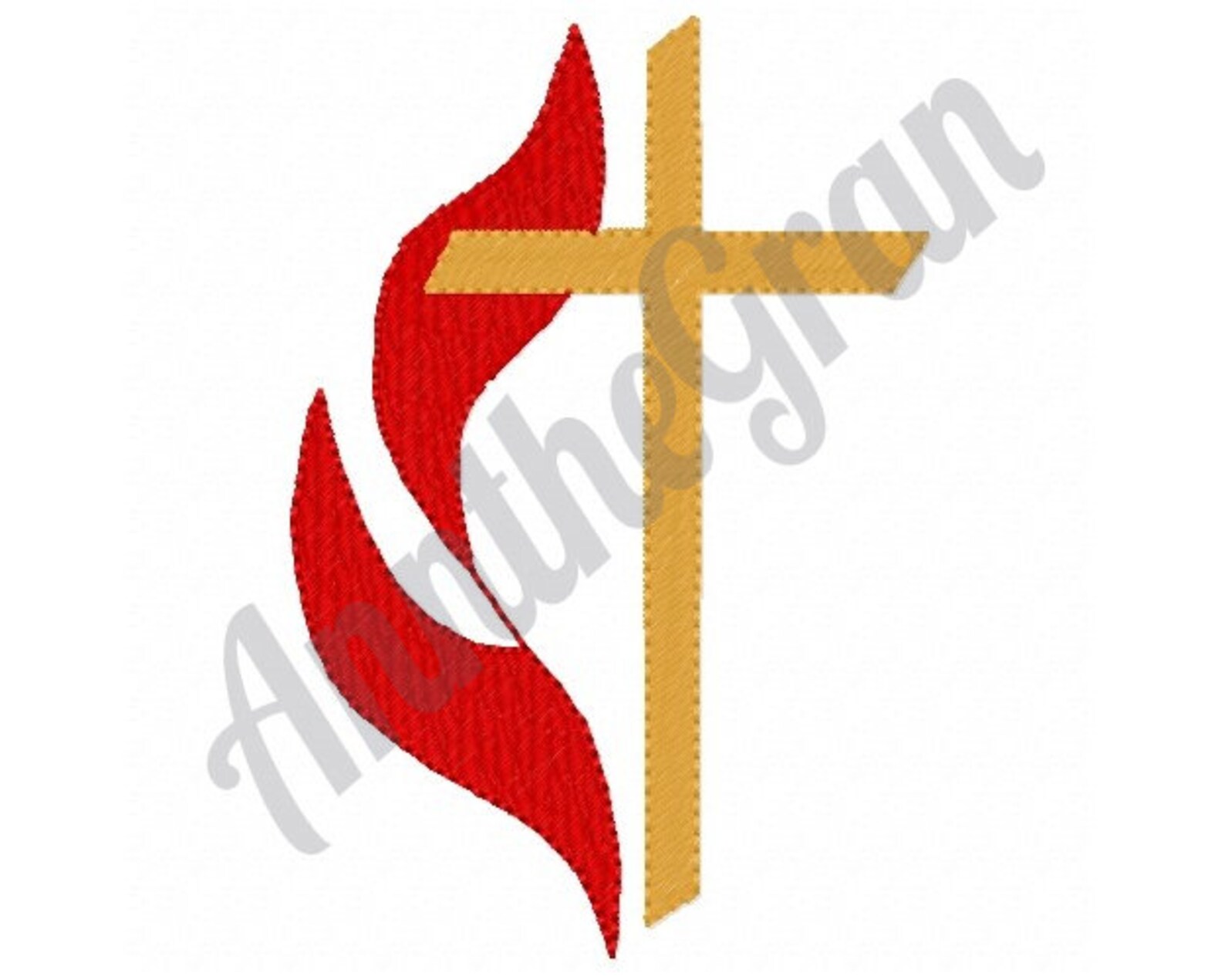 Methodist Cross Embroidery Design. Methodist Cross & Flame | Etsy
