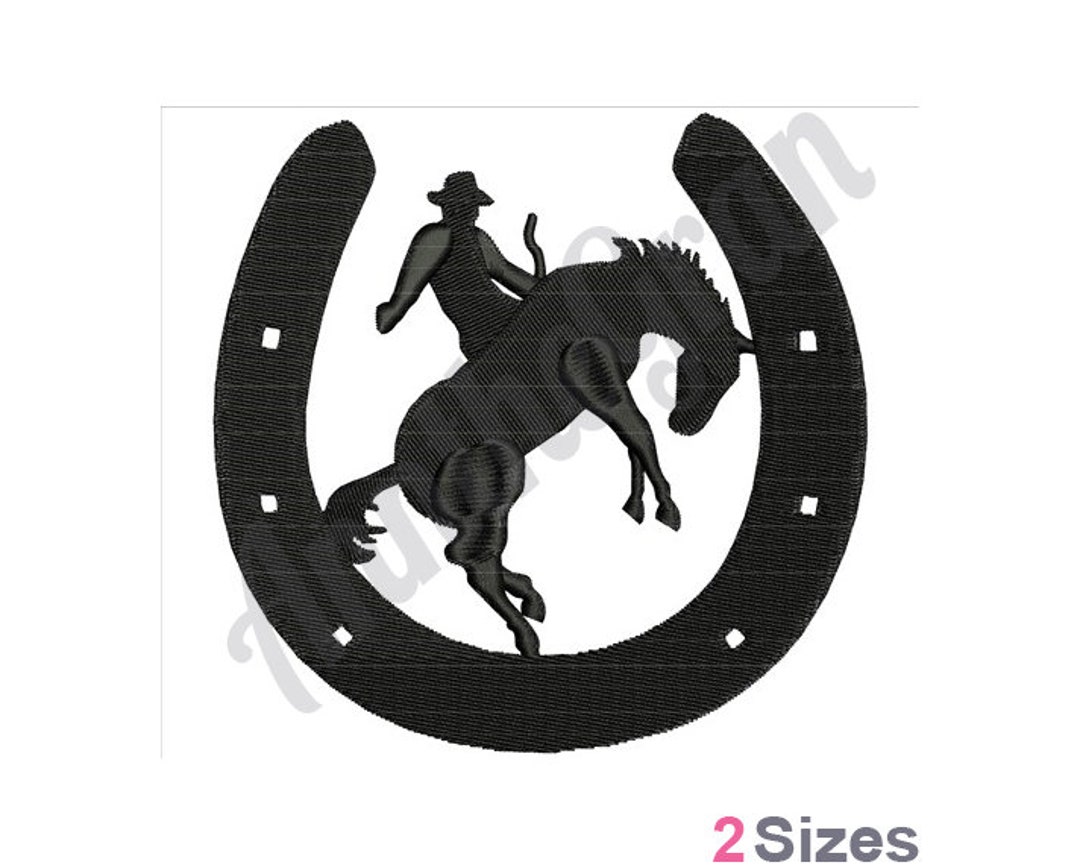 Bronco - Machine Embroidery Design. Horseshoe Silhouette Embroidery ...