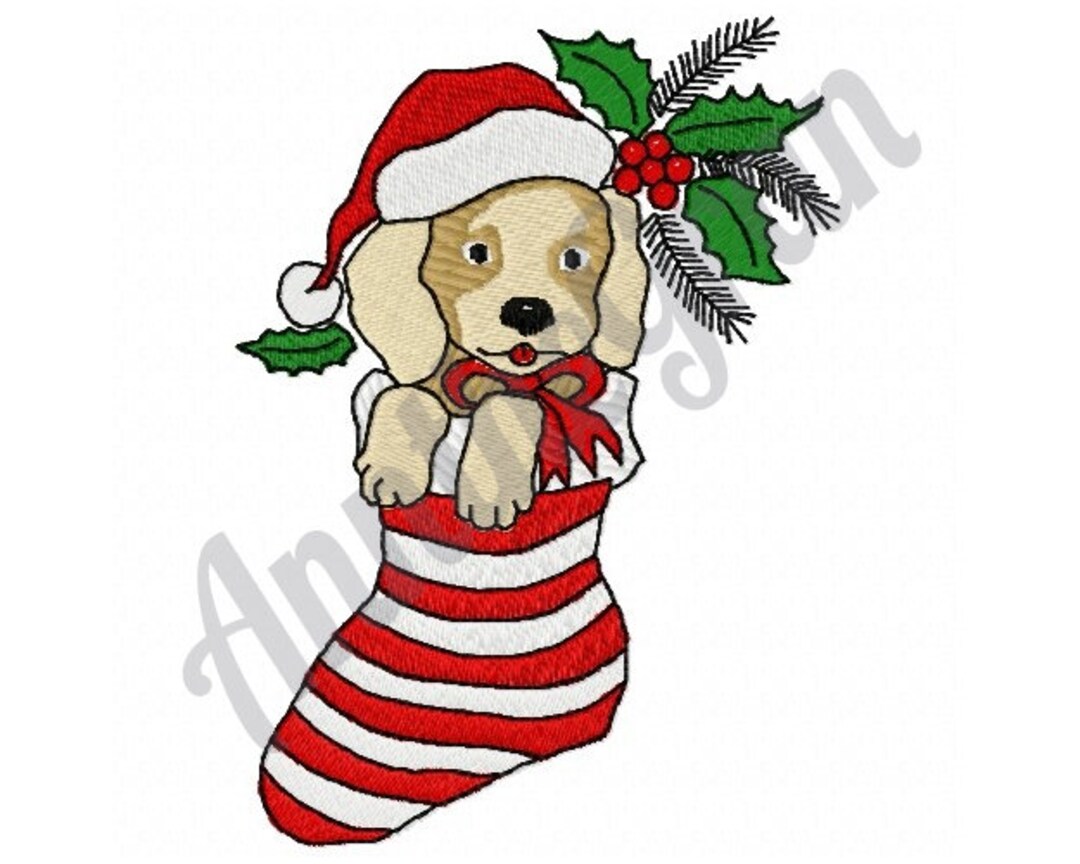 Christmas Puppy Embroidery Design. Machine Embroidery Design. Dog ...