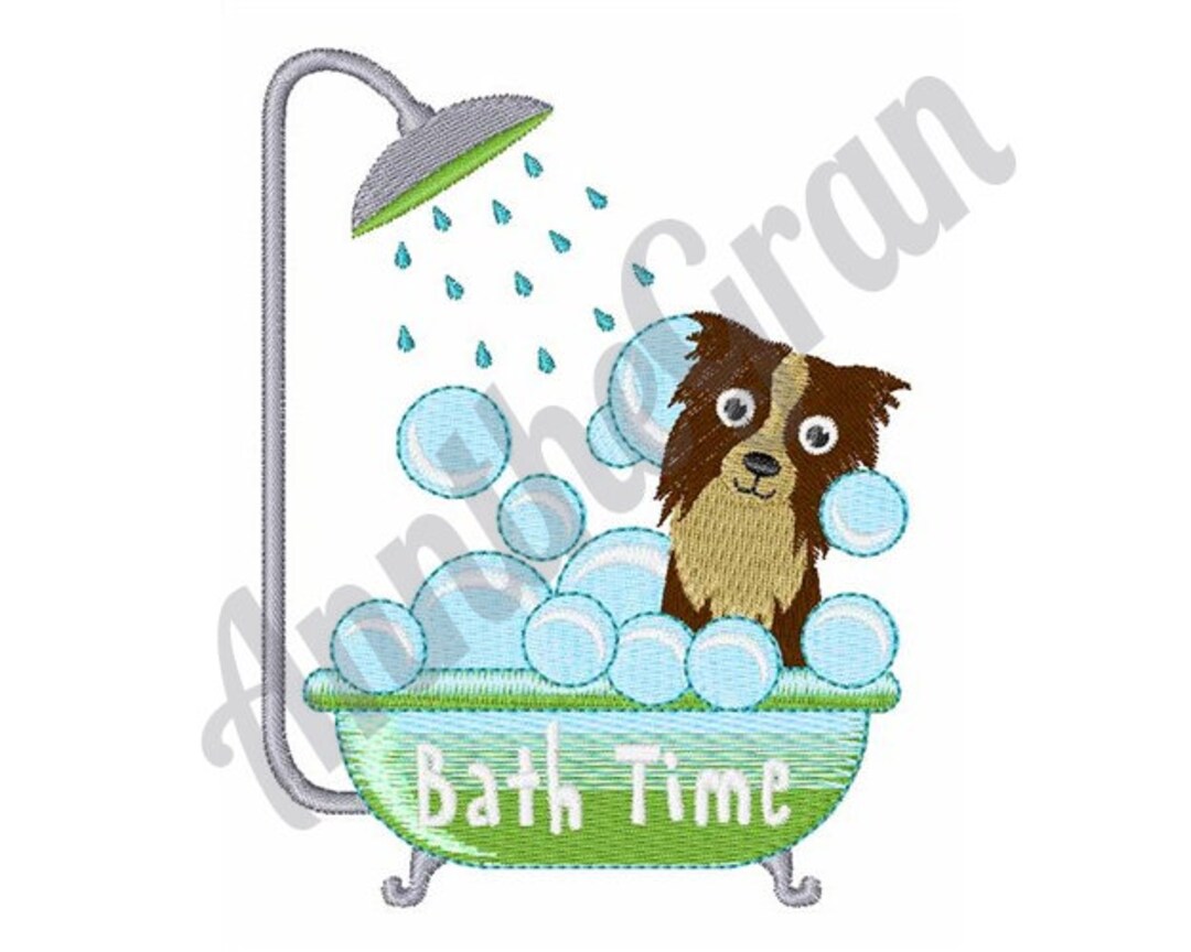 Bath Time Dog Embroidery Design. Machine Embroidery Design. Dog Shower ...