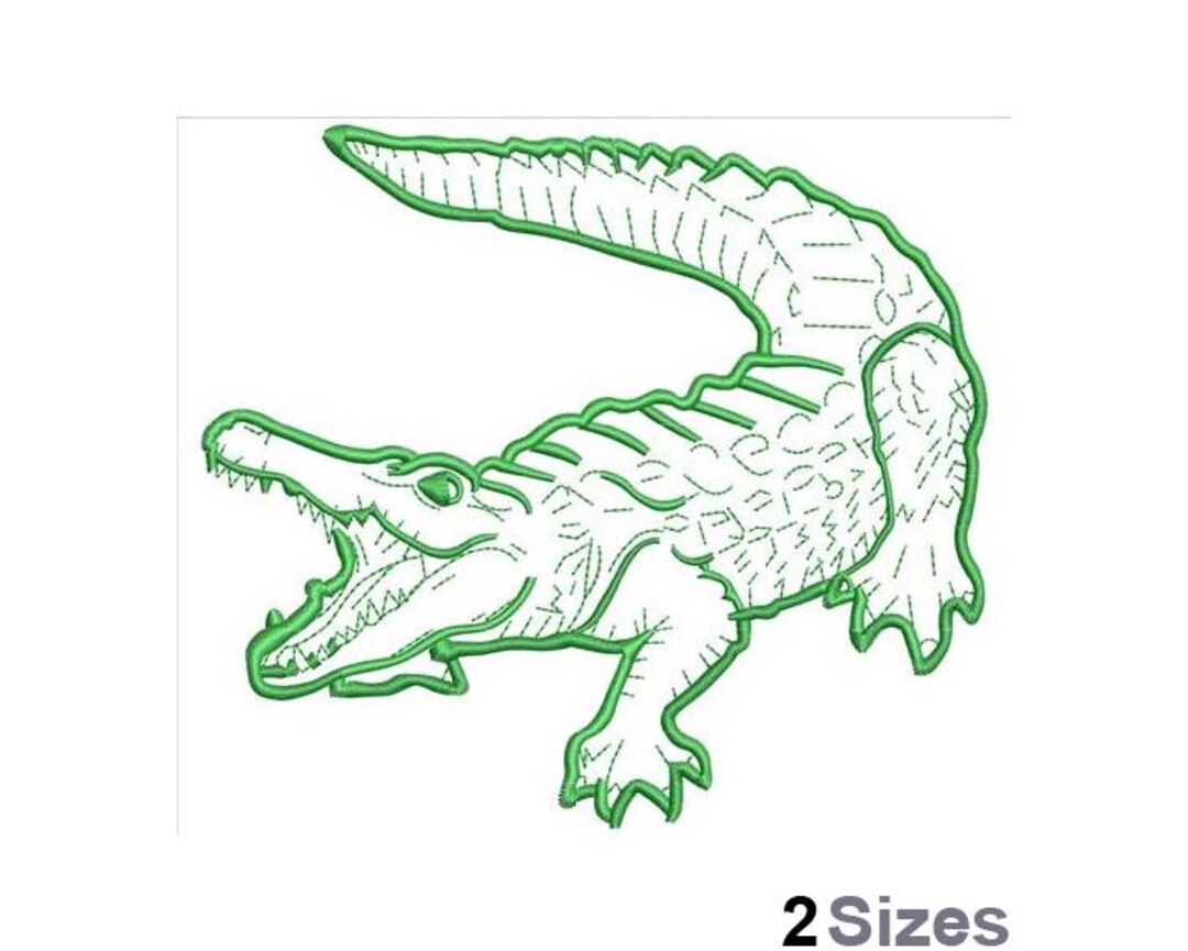 Alligator Outline - Machine Embroidery Design - 2 Sizes, Green Gator ...