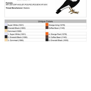 Magpie Embroidery Design. Machine Embroidery Design. Magpie Embroidery ...