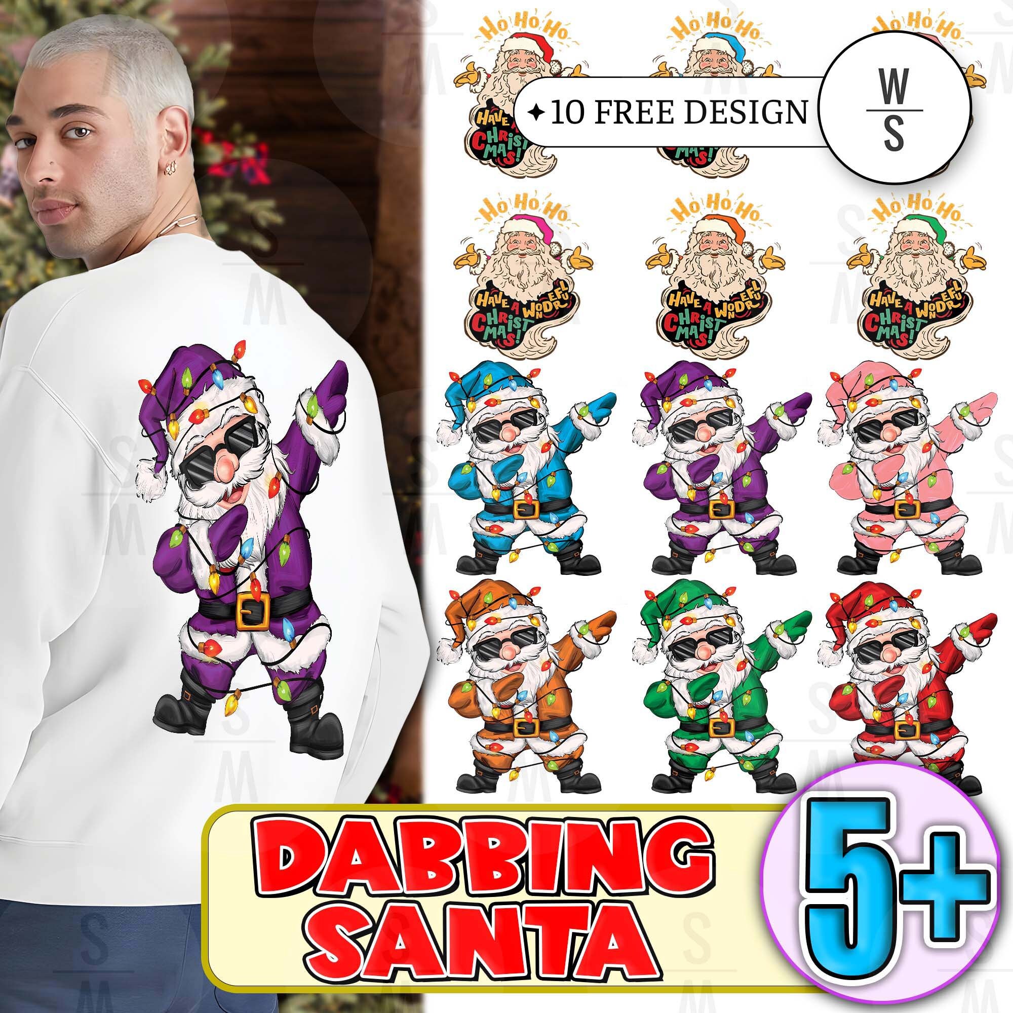 5 Dabbing Santa With Christmas Lights Png Merry Christmas Png Happy New Year Png Sanra Claus