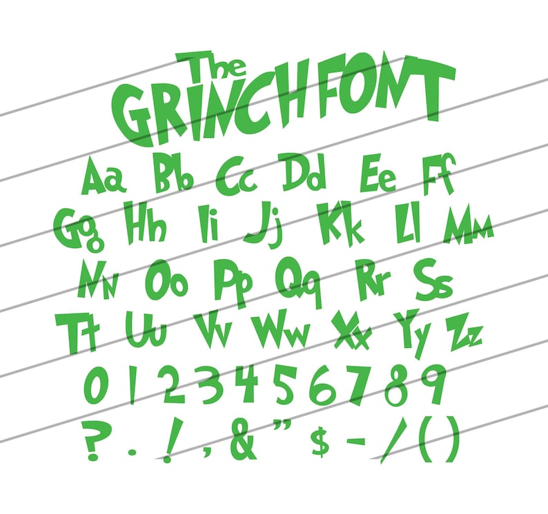 5 Grinch Font PNG PNG Font Alphabet PNG Christmas - Etsy
