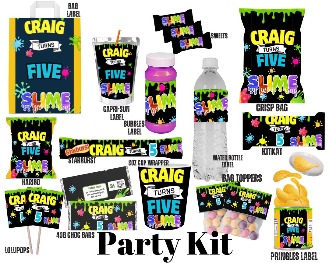 SLIME Party Templates Editable in Canva - Etsy