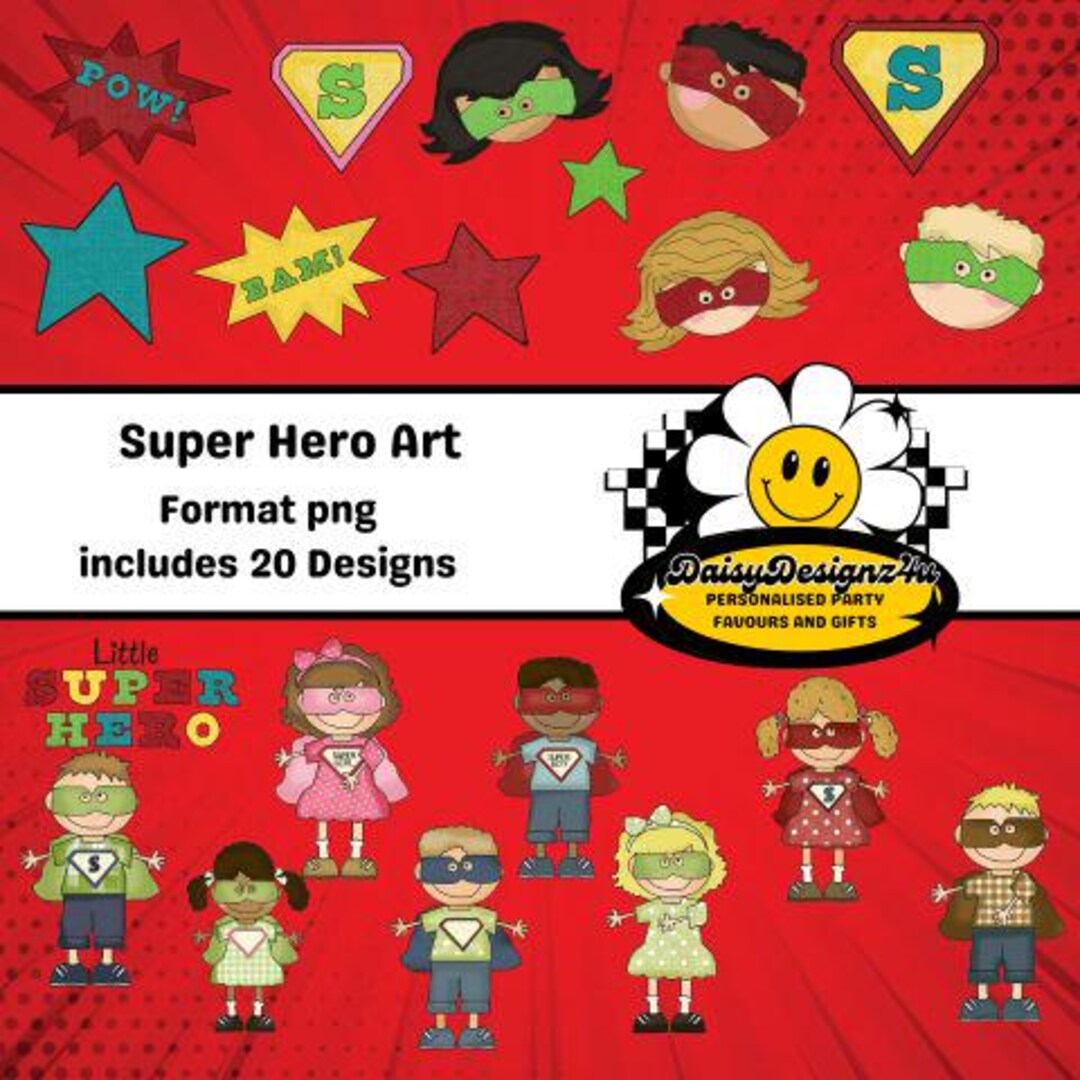 COMIC SUPERHERO Digital Clipart 20 Designs Png's - Etsy