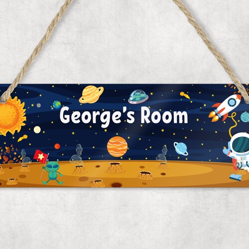 Personalised Space Door Sign Child's Room Sign Space - Etsy