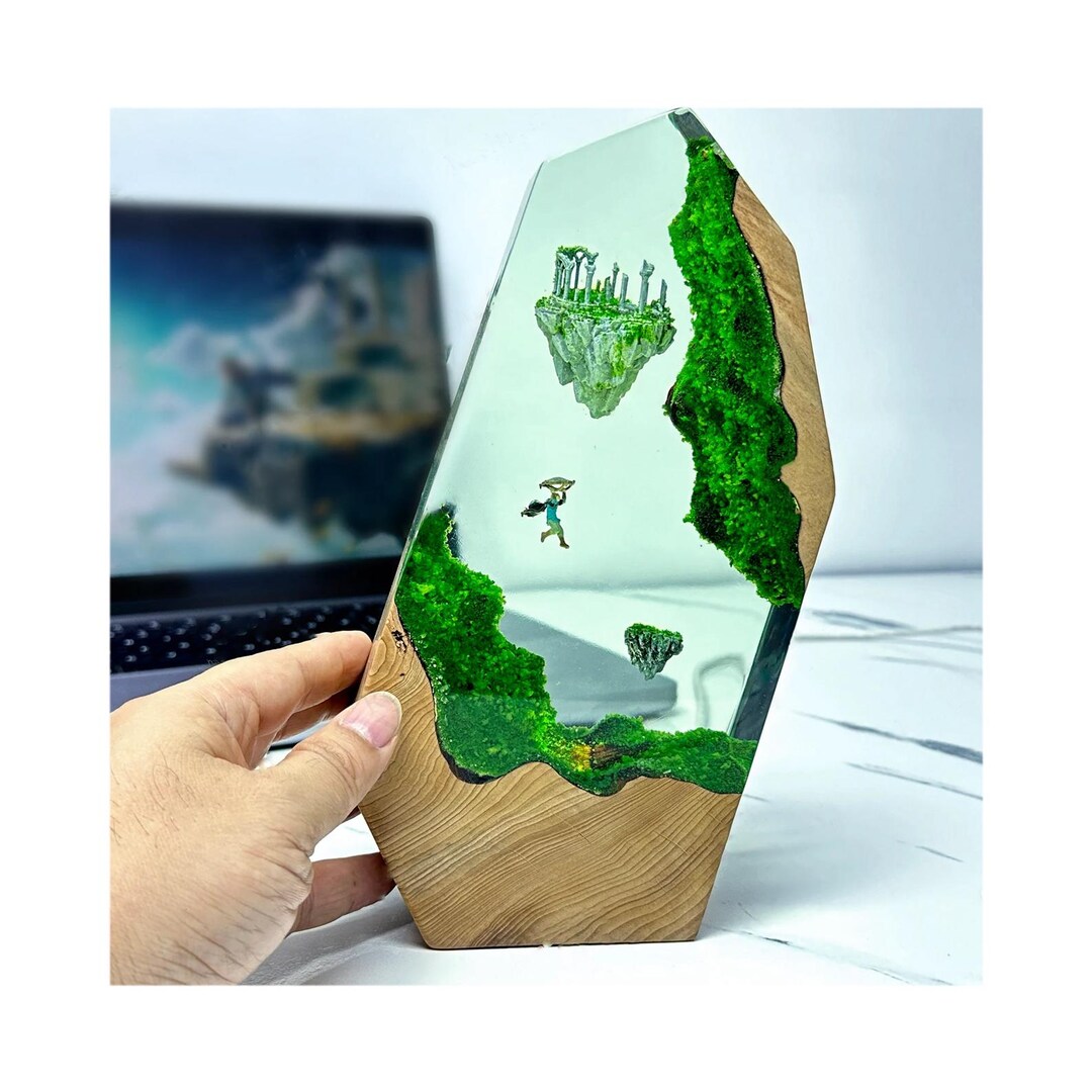 TOTK Link and Sky Islands Night Light Resin Wood Gamers Desk Decor, Loz ...