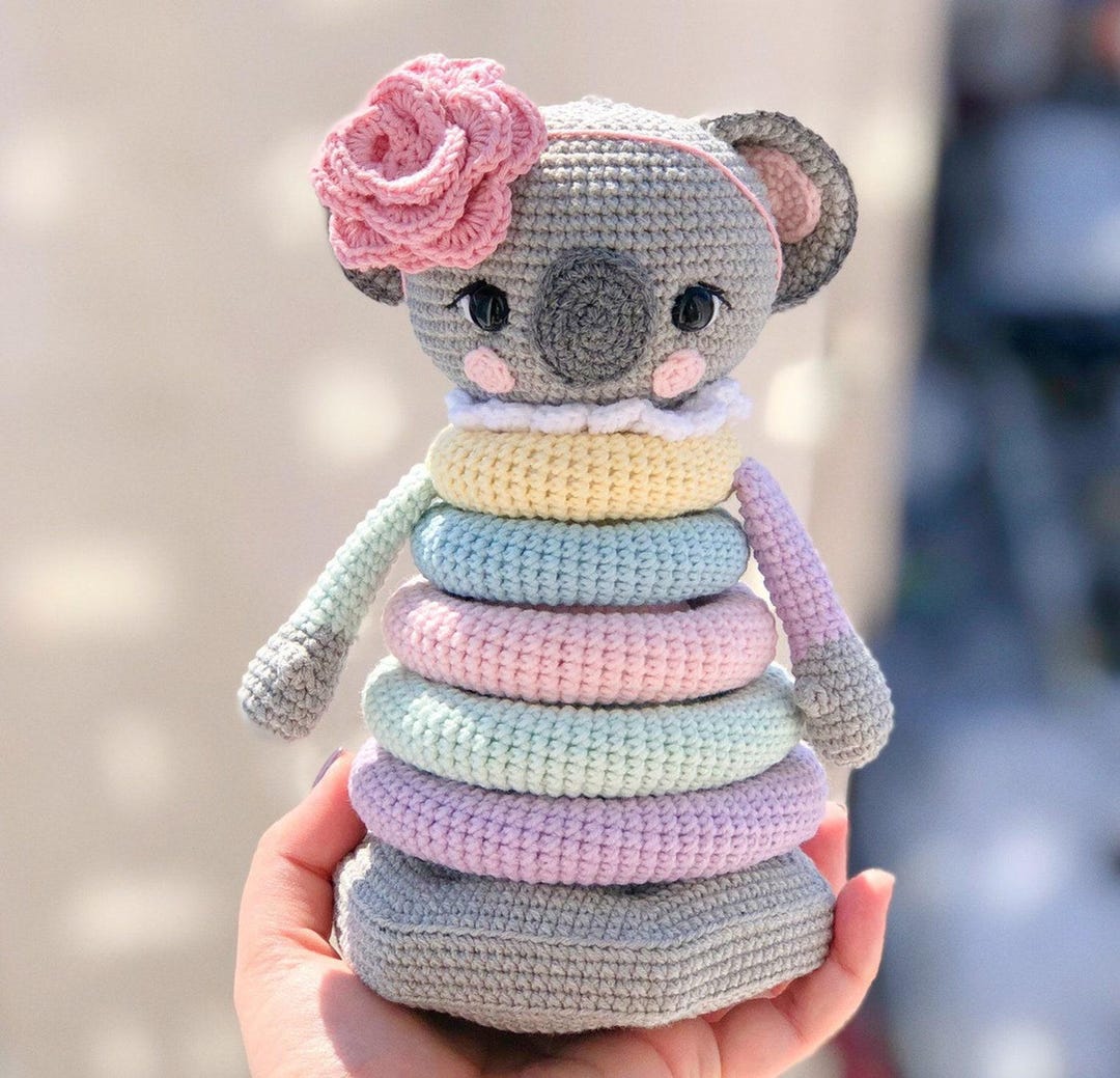 Crochet Stacked Toy Koala ENGLISH Pattern, Amigurumi Stacking Ring PDF ...