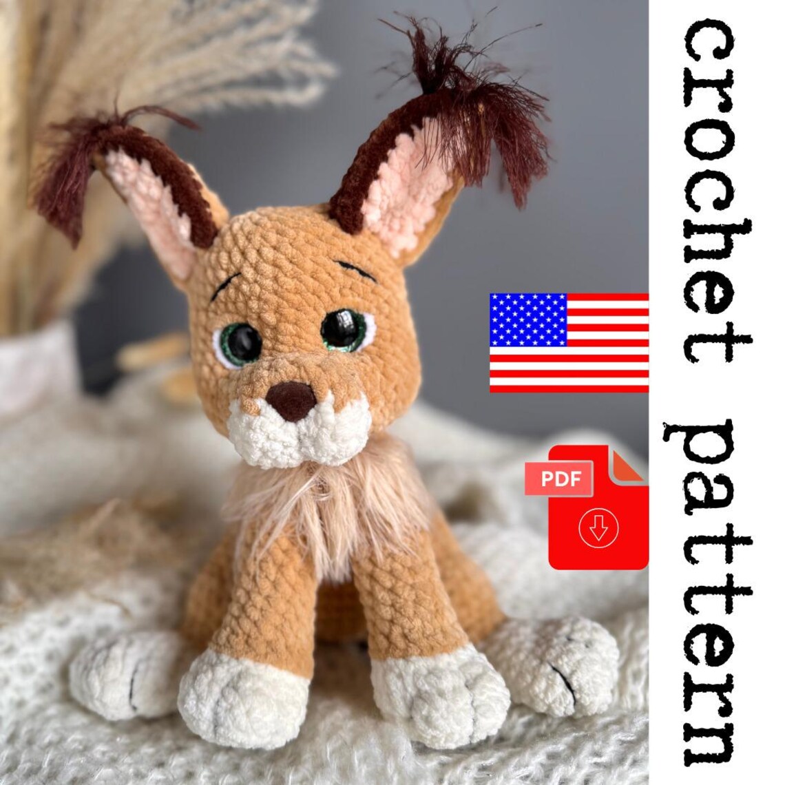Plush Lynx Crochet Pattern - Printable PDF A Crocheted Toy for Games or ...