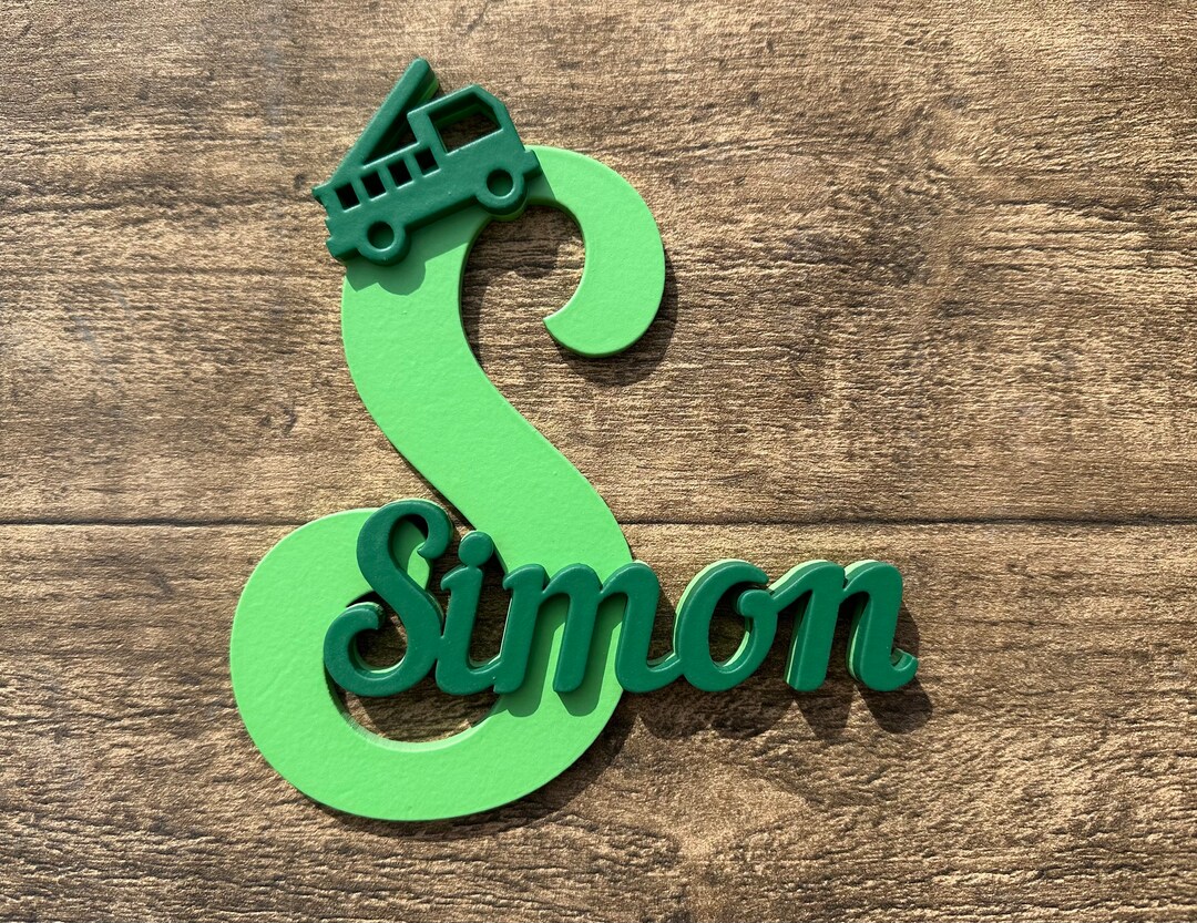 Simon | Letter Name Tag | Fire Engine - Etsy