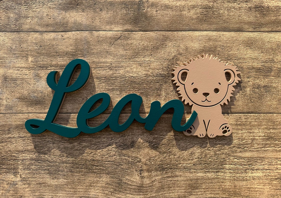 Nameplate, Lettering, Door Sign With Lion Motif - Etsy