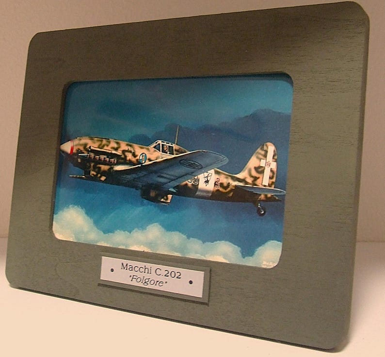 Framed 4" X 6" Print of a Painting of an Italian WWII Macchi C.202 ...