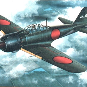 Framed 4" X 6" Print of a Painting of a WWII Mitsubishi A6M5 Reisen ...