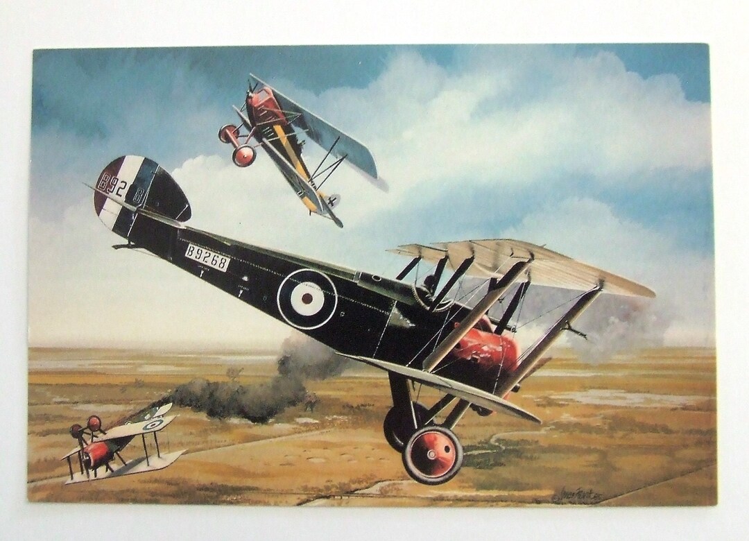 Framed 4" X 6" Painting of a 1918 Sopwith F.1 "camel". Designed to Hang ...