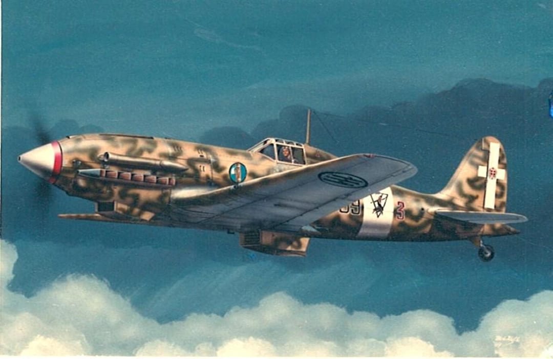 Framed 4" X 6" Print of a Painting of an Italian WWII Macchi C.202 ...