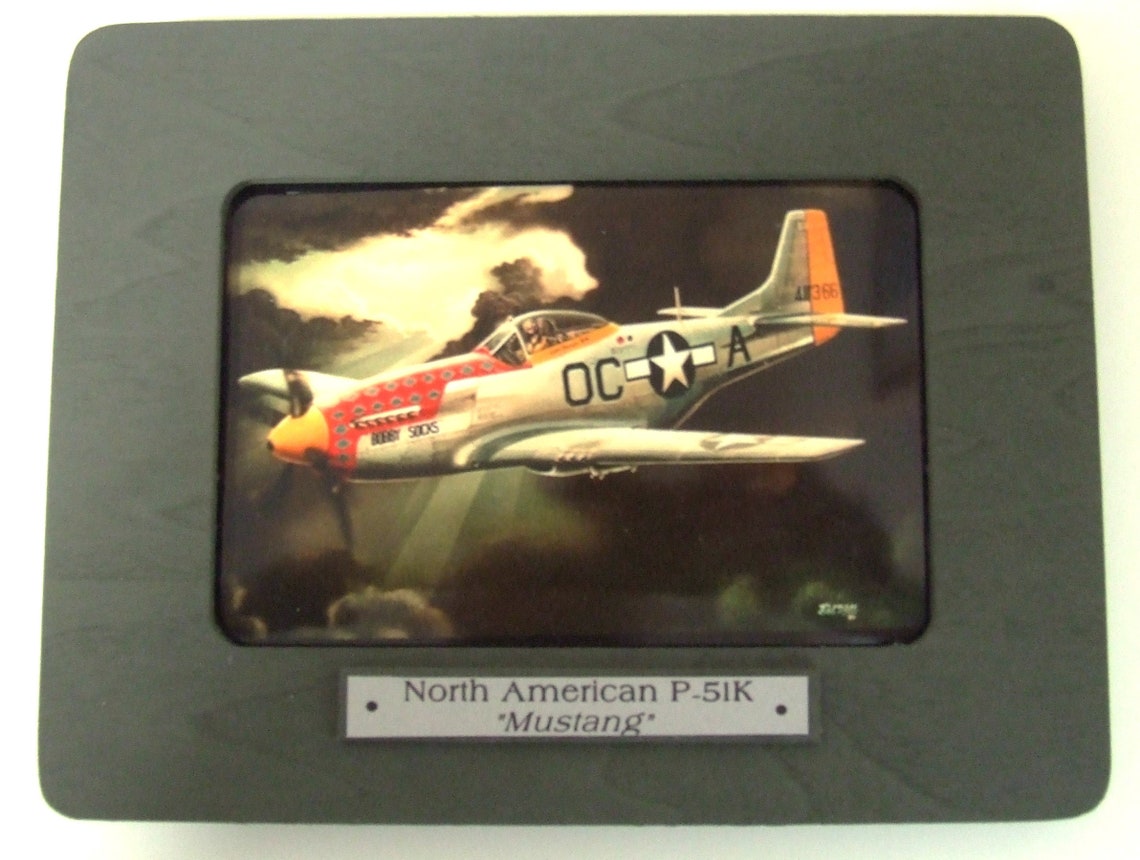 Framed 4" X 6" Print of a Painting of a WWII P-51K Mustang. Designed to ...