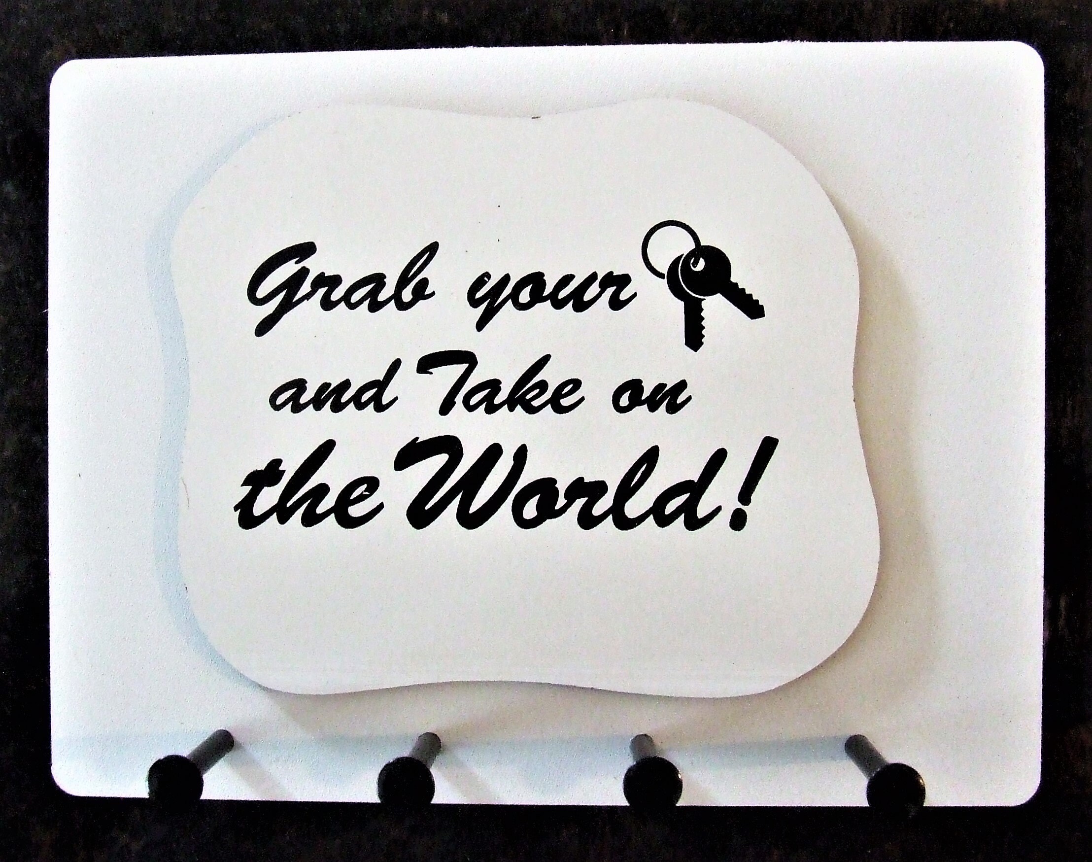 Wall Mounted Keychain Holder Rack with Saying -Grab Your Keys and Take ...