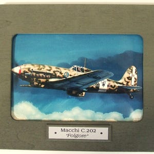 Framed 4" X 6" Print of a Painting of an Italian WWII Macchi C.202 ...