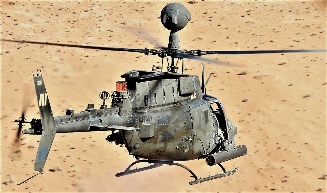 Framed 4" X 6" Print of a US Military Bell OH-58D - "kiowa Warrior ...