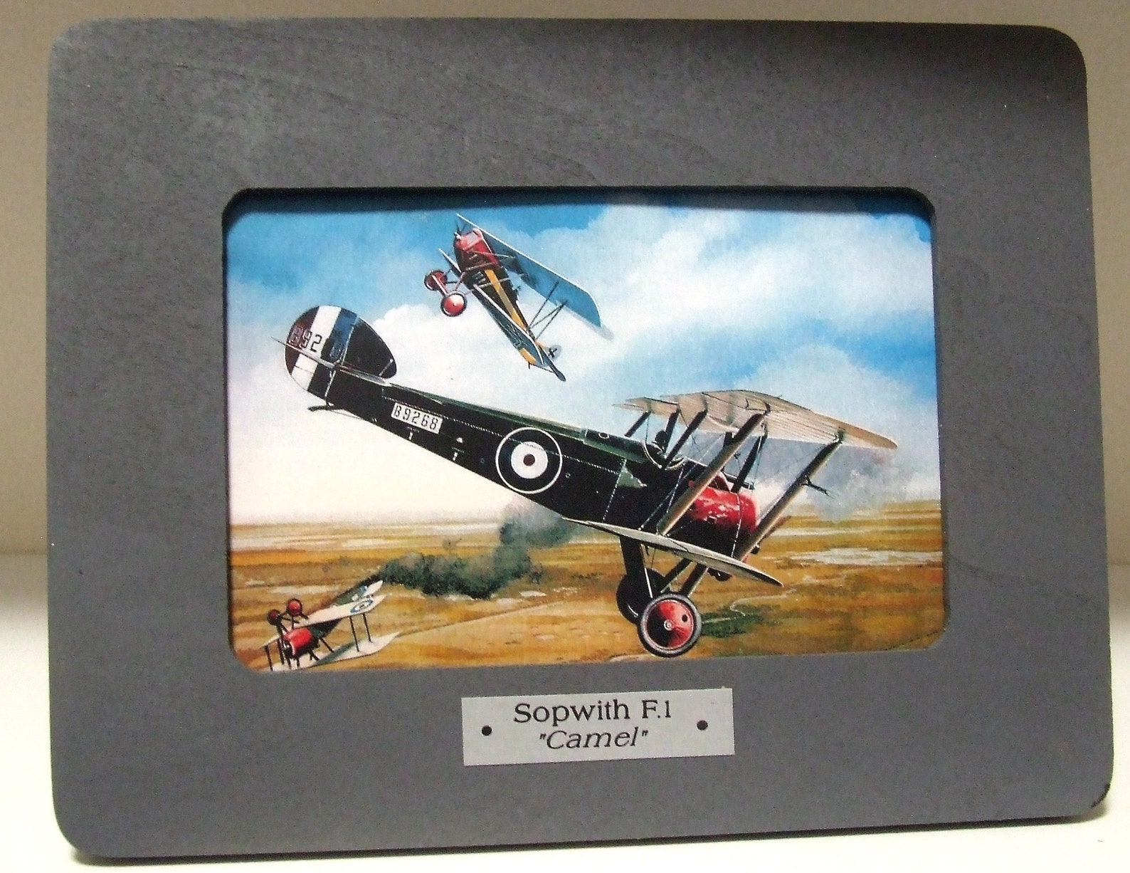 Framed 4" X 6" Painting of a 1918 Sopwith F.1 "camel". Designed to Hang ...