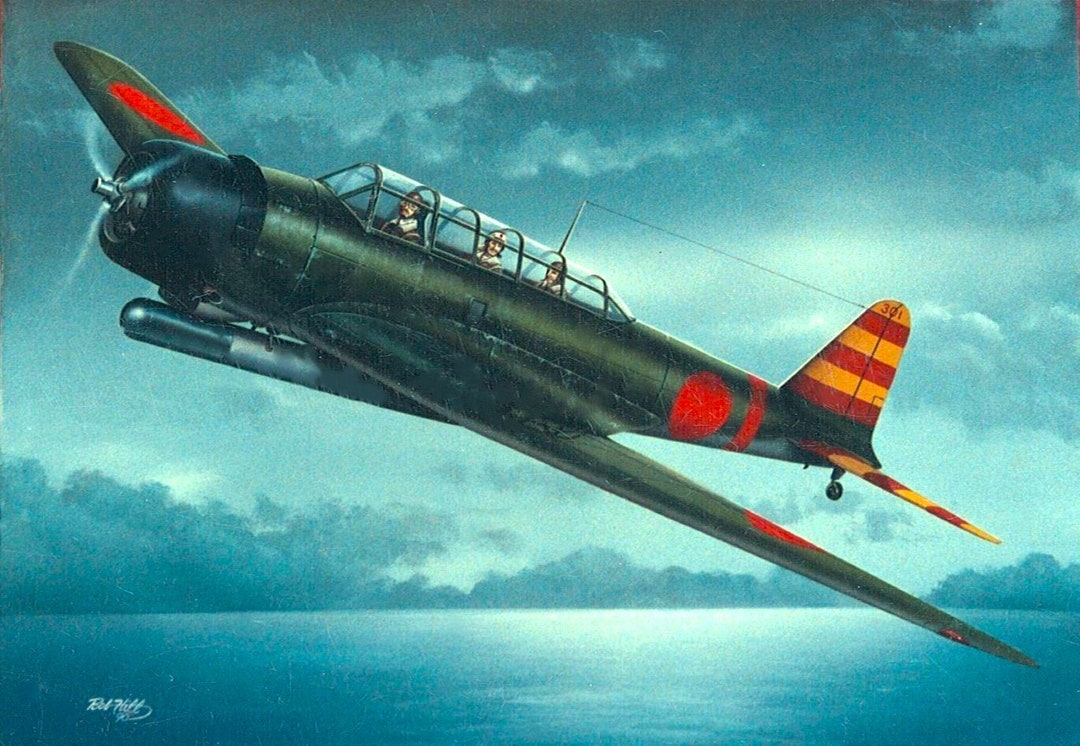 Framed 4 X 6 Print of a Painting of a WWII Nakajima B5N kate Torpedo Bomber. Designed to Hang on ...