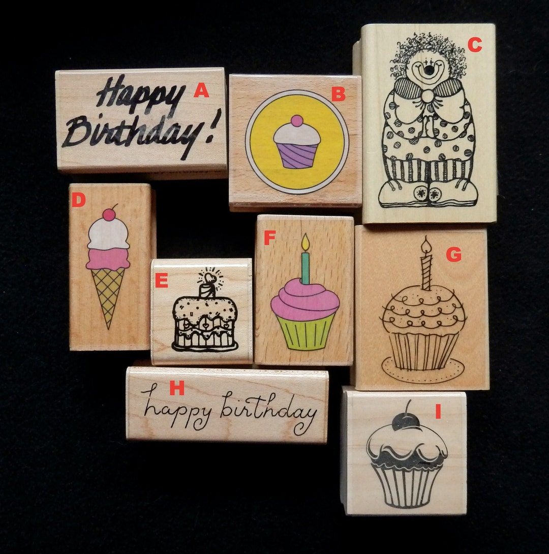 Birthday Stamps - Cupcakes - Happy Birthday - Ice Cream - WM Rubber ...