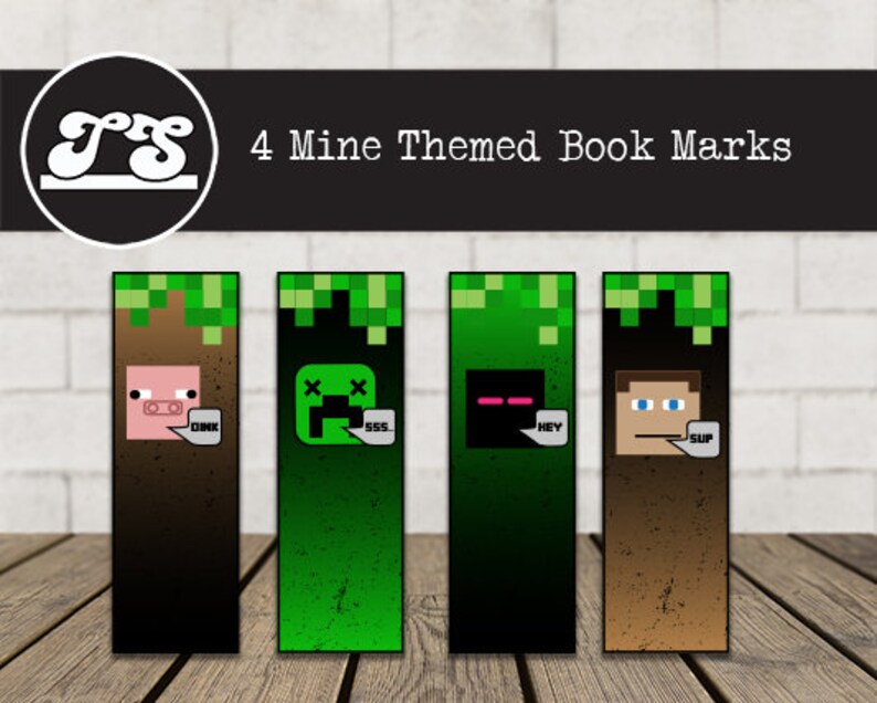 Mine Themed Bookmarks Instant Download - Etsy