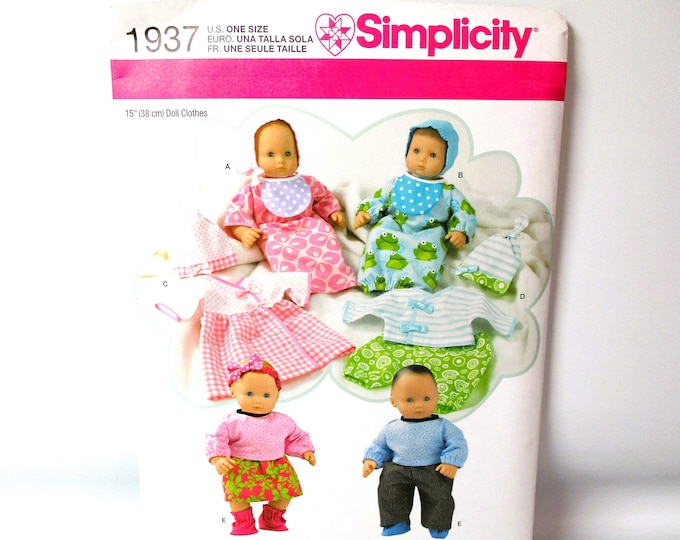 Simplicity 15 Inch Baby Doll Clothes Pattern PT2465 - Etsy