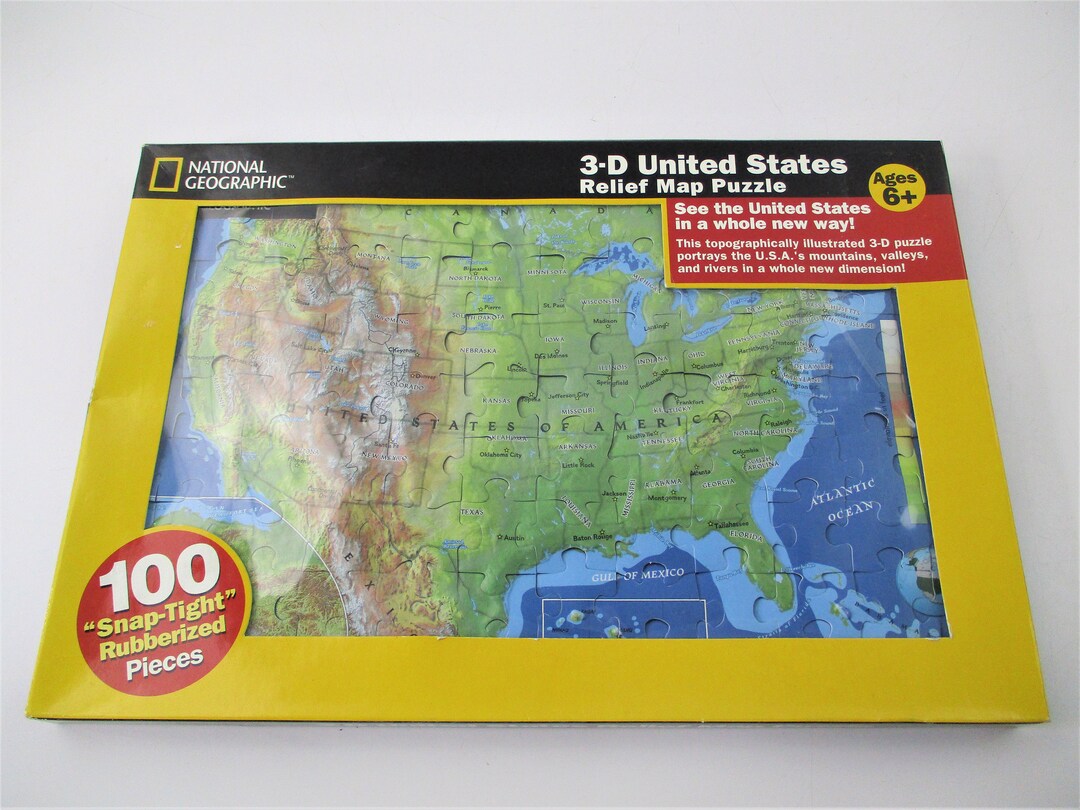National Geographic 3 D United States Relief Map Puzzle MP2042 - Etsy