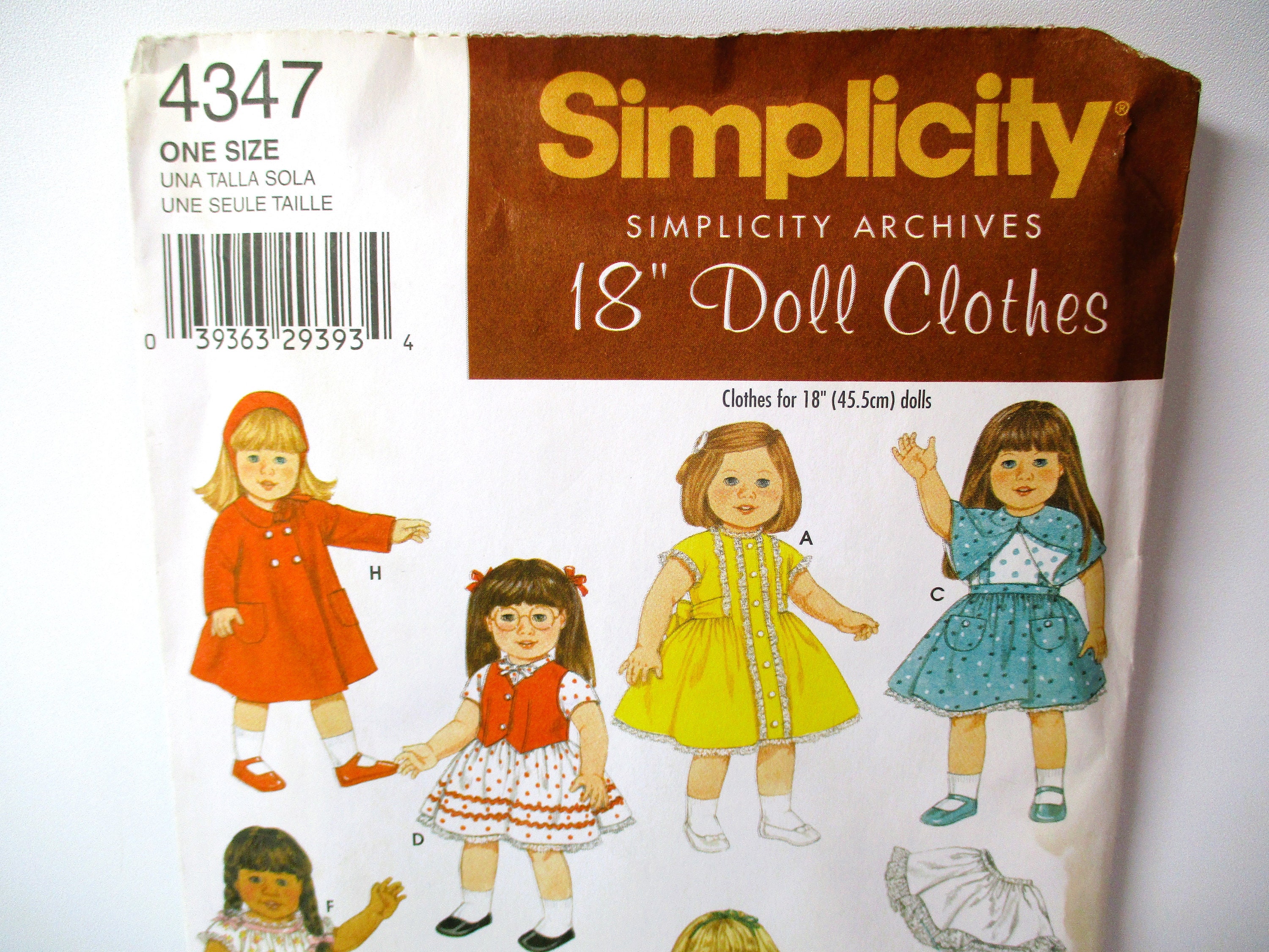 Simplicity 18 Inch Doll Clothes Pattern PT2330 - Etsy