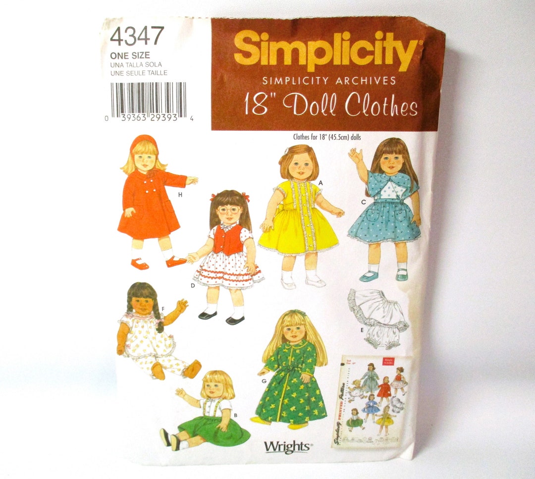 Simplicity 18 Inch Doll Clothes Pattern PT2330 - Etsy