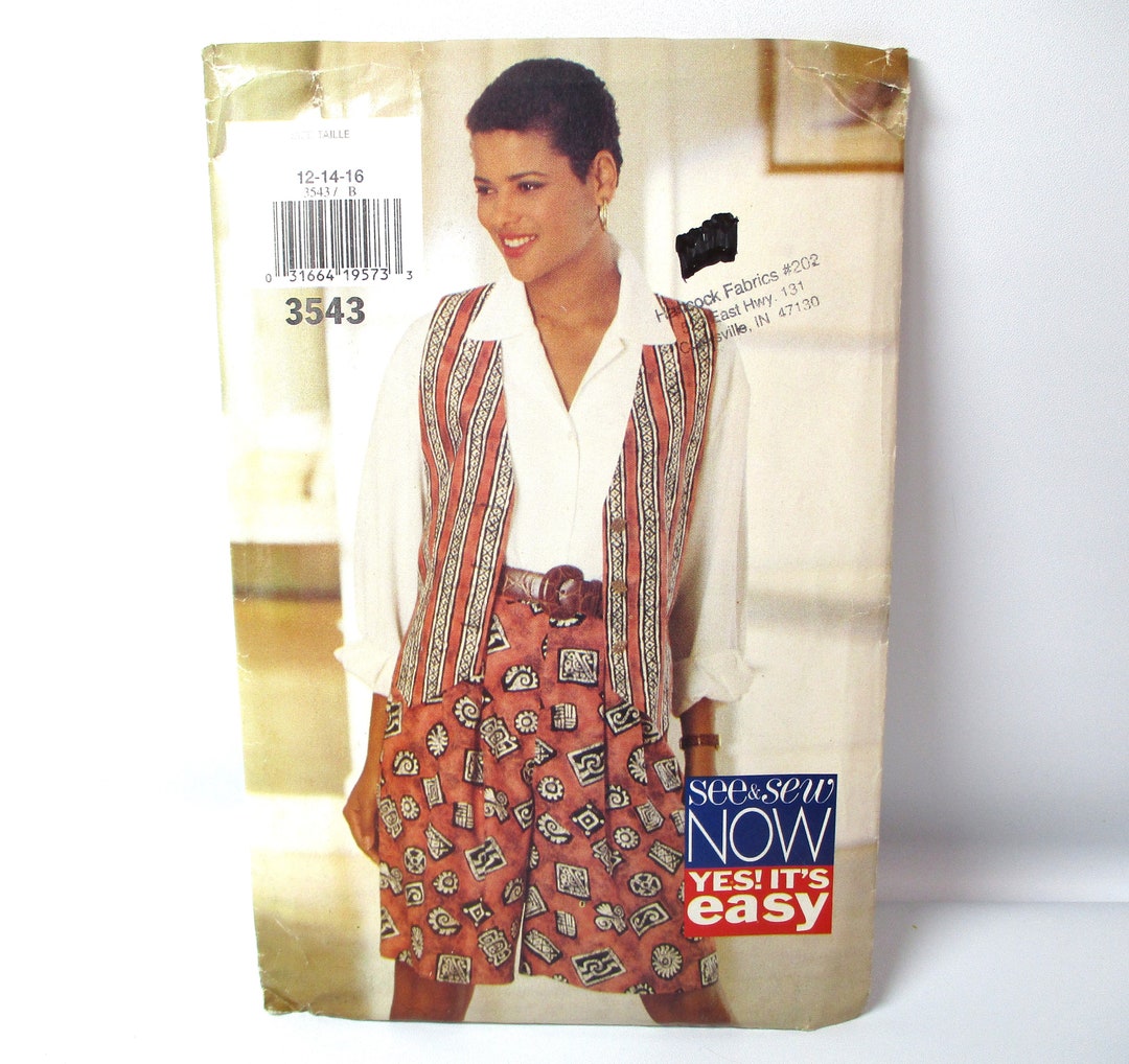 Butterick Misses Vest and Shorts Pattern PT2381 - Etsy