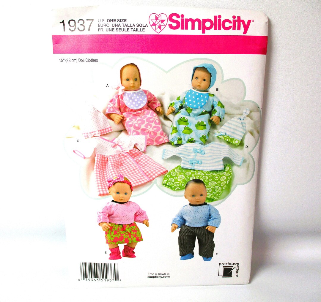 Simplicity 15 Inch Baby Doll Clothes Pattern PT2465 - Etsy
