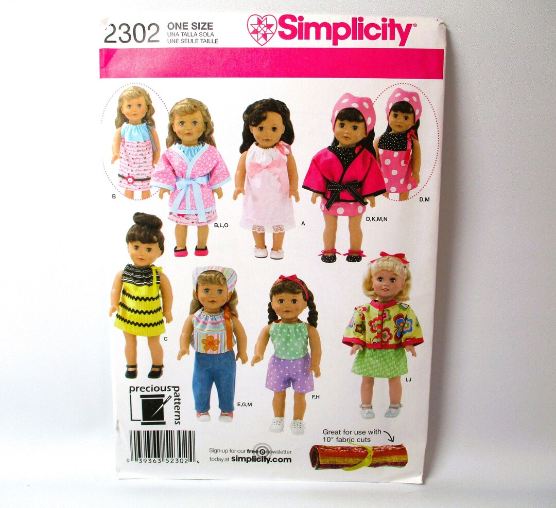 Simplicity 18 Inch Doll Clothes Pattern PT2417 - Etsy