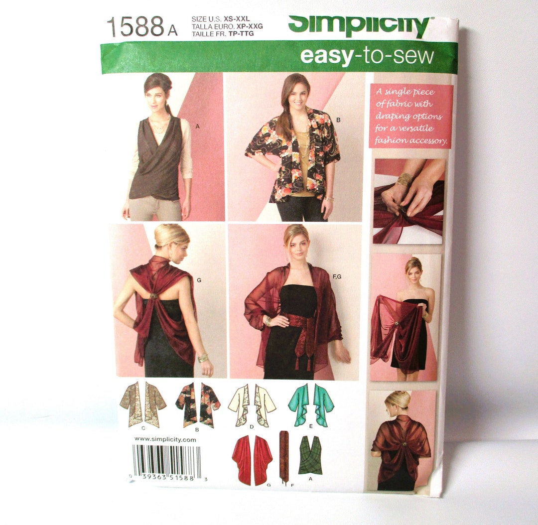 Simplicity Kimono Jacket Wrap Top Belt or Scarf and Wrap Pattern PT2469 ...