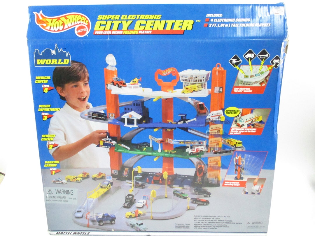 Mattel 1998 Hot Wheels Super Electronic City Center Four Level Deluxe ...