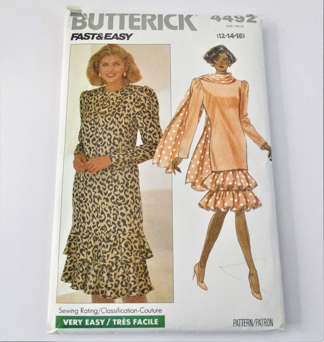 1989 Butterick Fast and Easy Misses Top and Skirt Size 12 14 16 Pattern ...