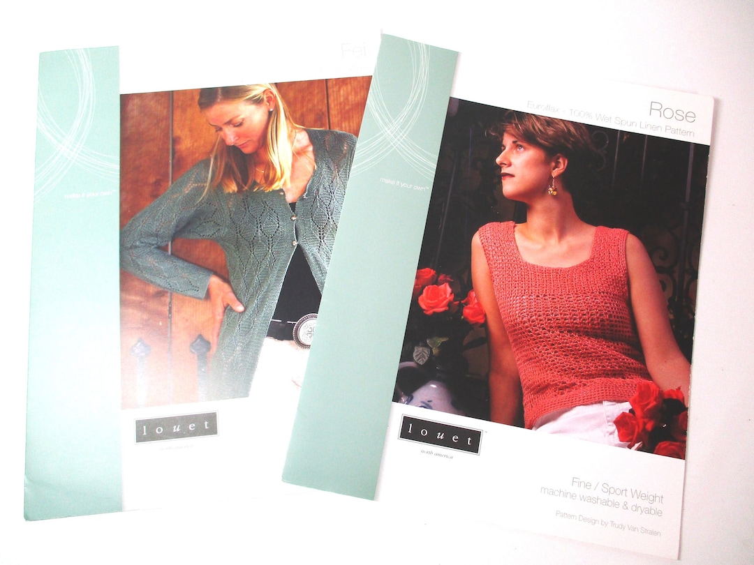 Louet Euroflax Linen Yarn Fei and Rose Knitting and Crochet Patterns ...