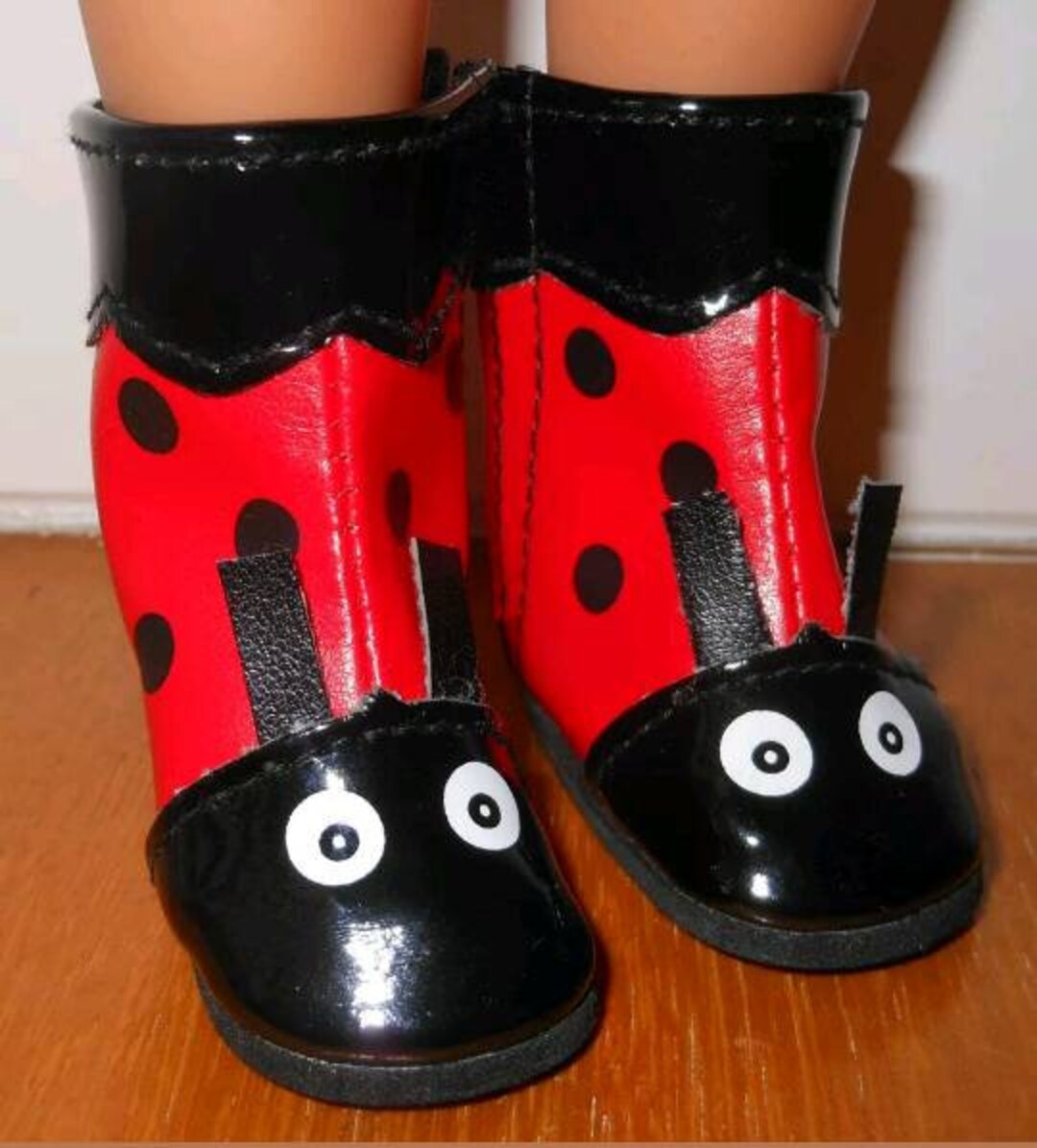 Black Red Ladybug Boot Shoes for Doll Les Cheries Corolle Ruby Red ...