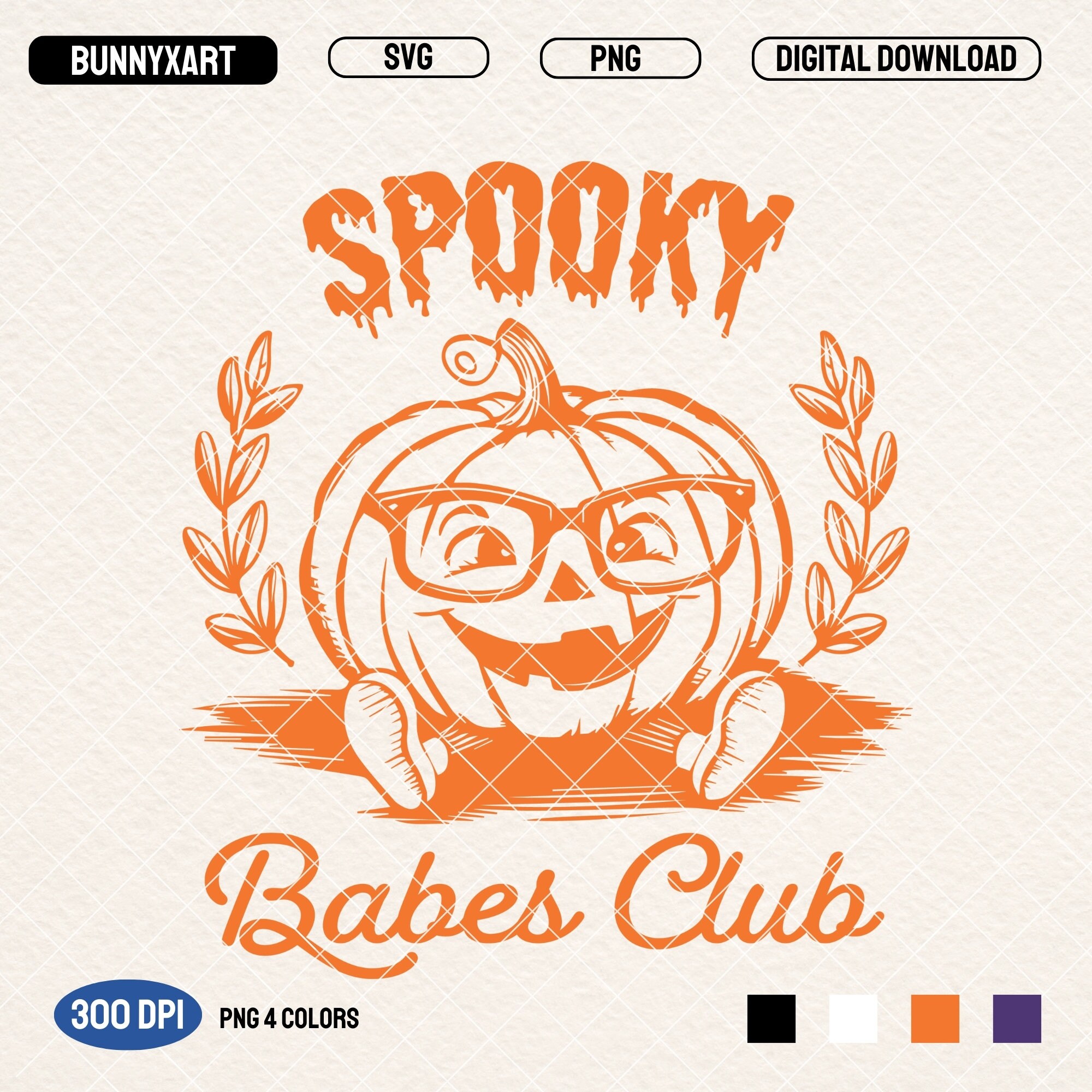 Spooky Babes Club Svg Png Files Retro Halloween Pumpkin Png Spooky