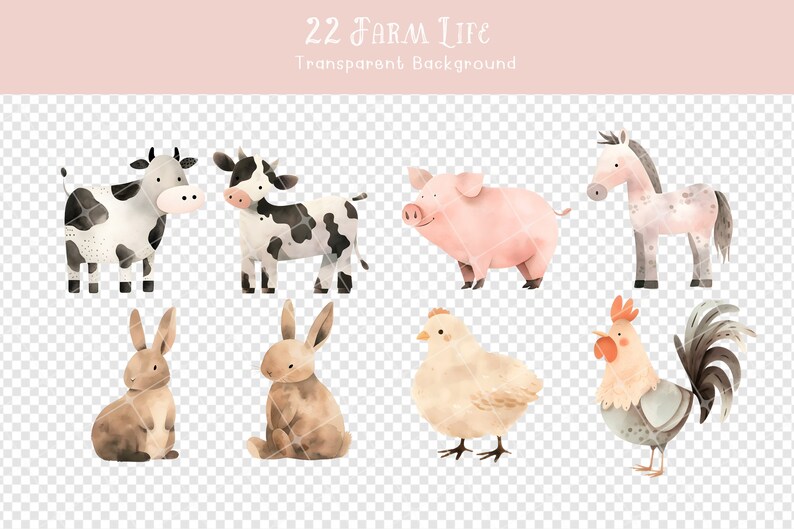 22 Cute Farm Watercolor Clipart Animal Farm Nursery Decor - Etsy