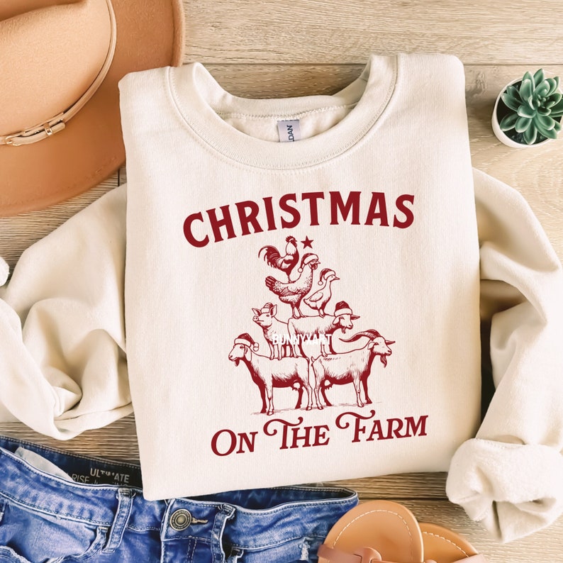 Christmas on the Farm SVG PNG, Funny Christmas Farm Animal SVG ...