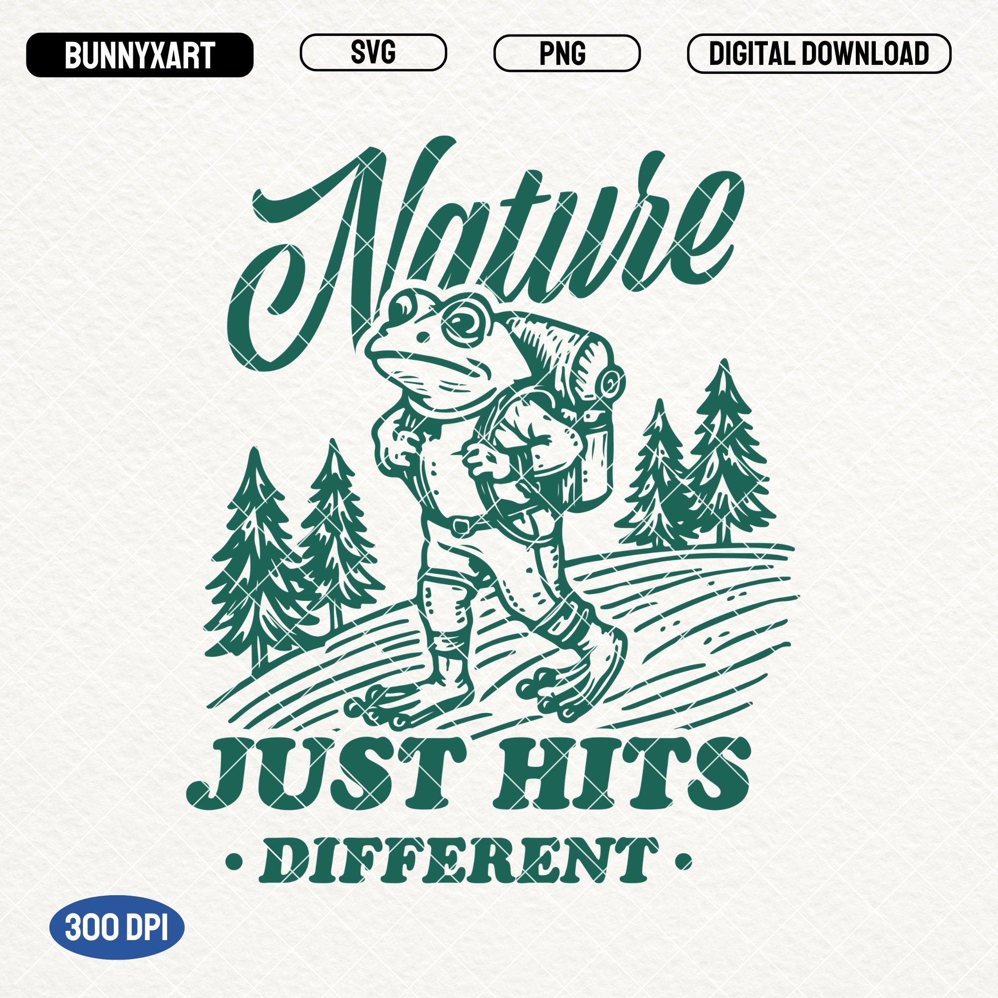 Nature Just Hits Different, SVG PNG Files, Vintage Hiking Frog PNG ...