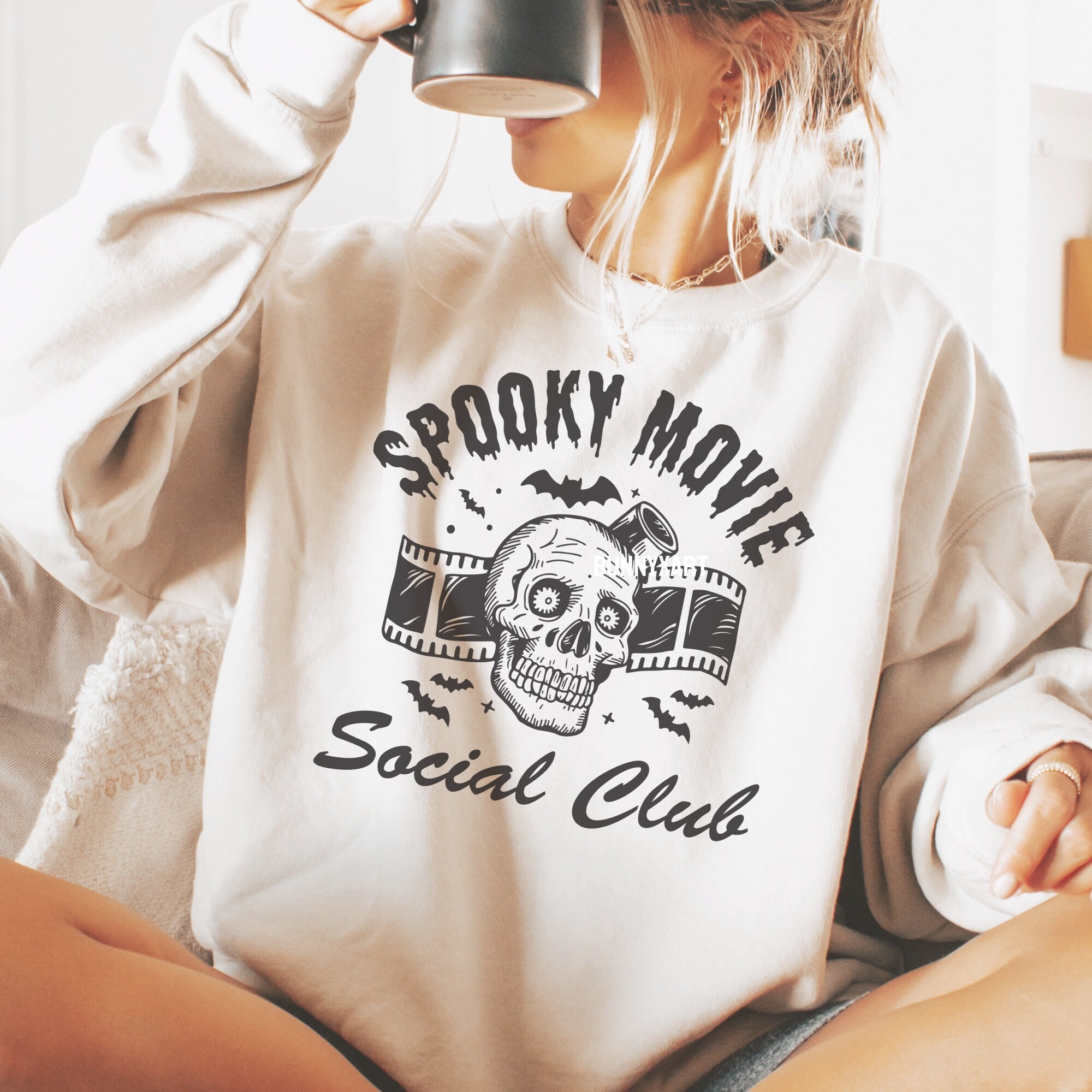 Spooky Movie Social Club SVG PNG Files, Trendy Funny Skeleton Halloween ...