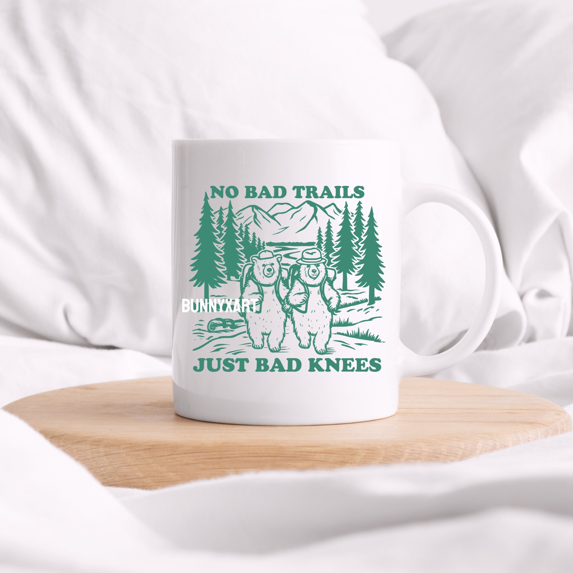No Bad Trails Just Bad Knees SVG PNG Files, Vintage Hiking Cute Bear ...