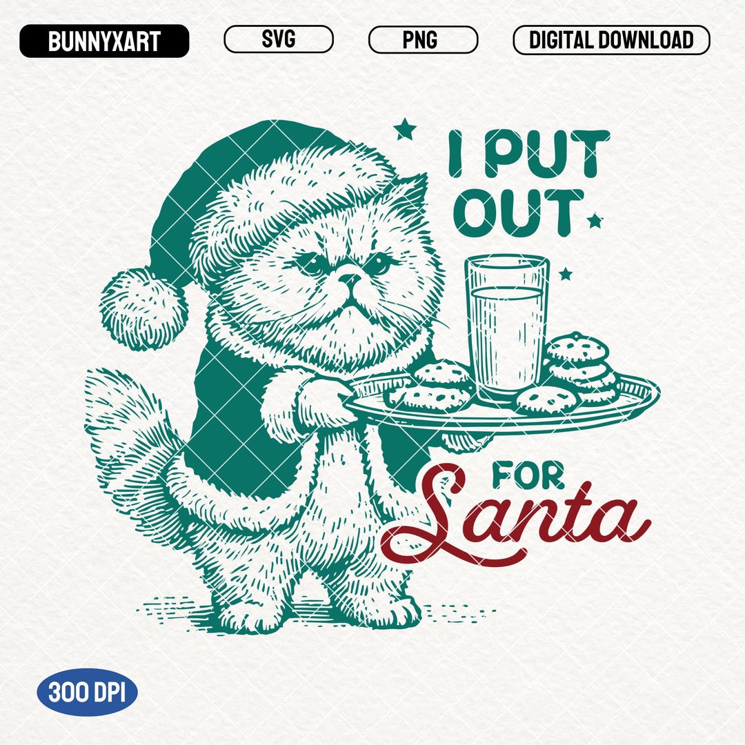 I Put Out for Santa SVG PNG, Funny Retro Christmas Cat Svg, Funny ...